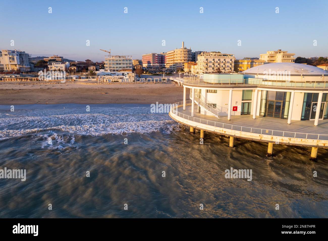 Aerial view of Italian coast in Senigallia town Stock Photo - Alamy