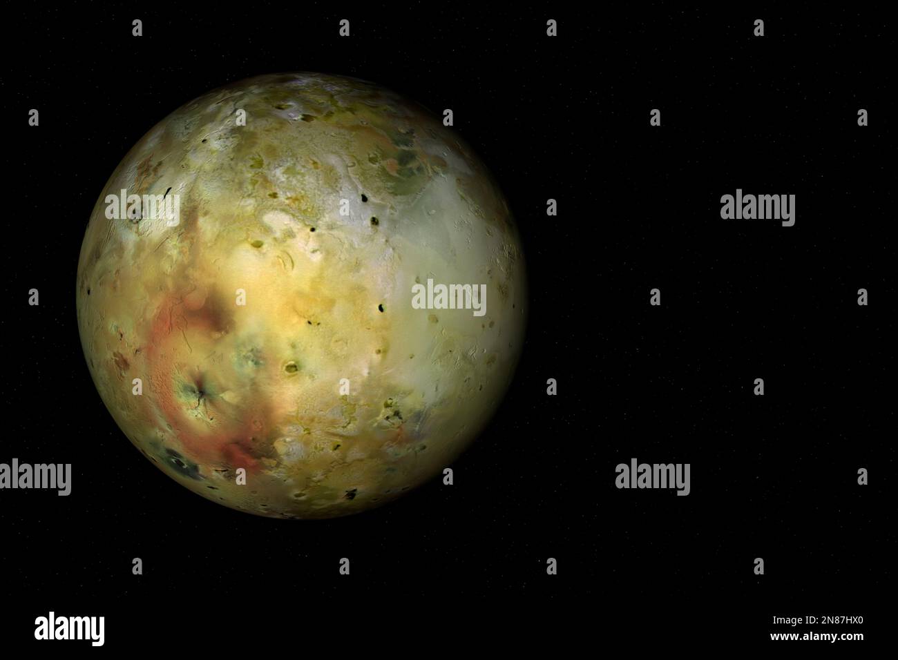 Digitally generated photograph of the Io, the moon of Jupiter Stock ...