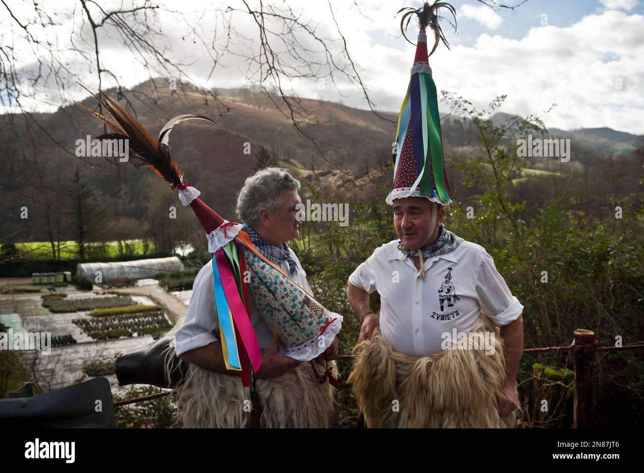Joaldunak take part on the Carnival of the Basque village of Zubieta ...