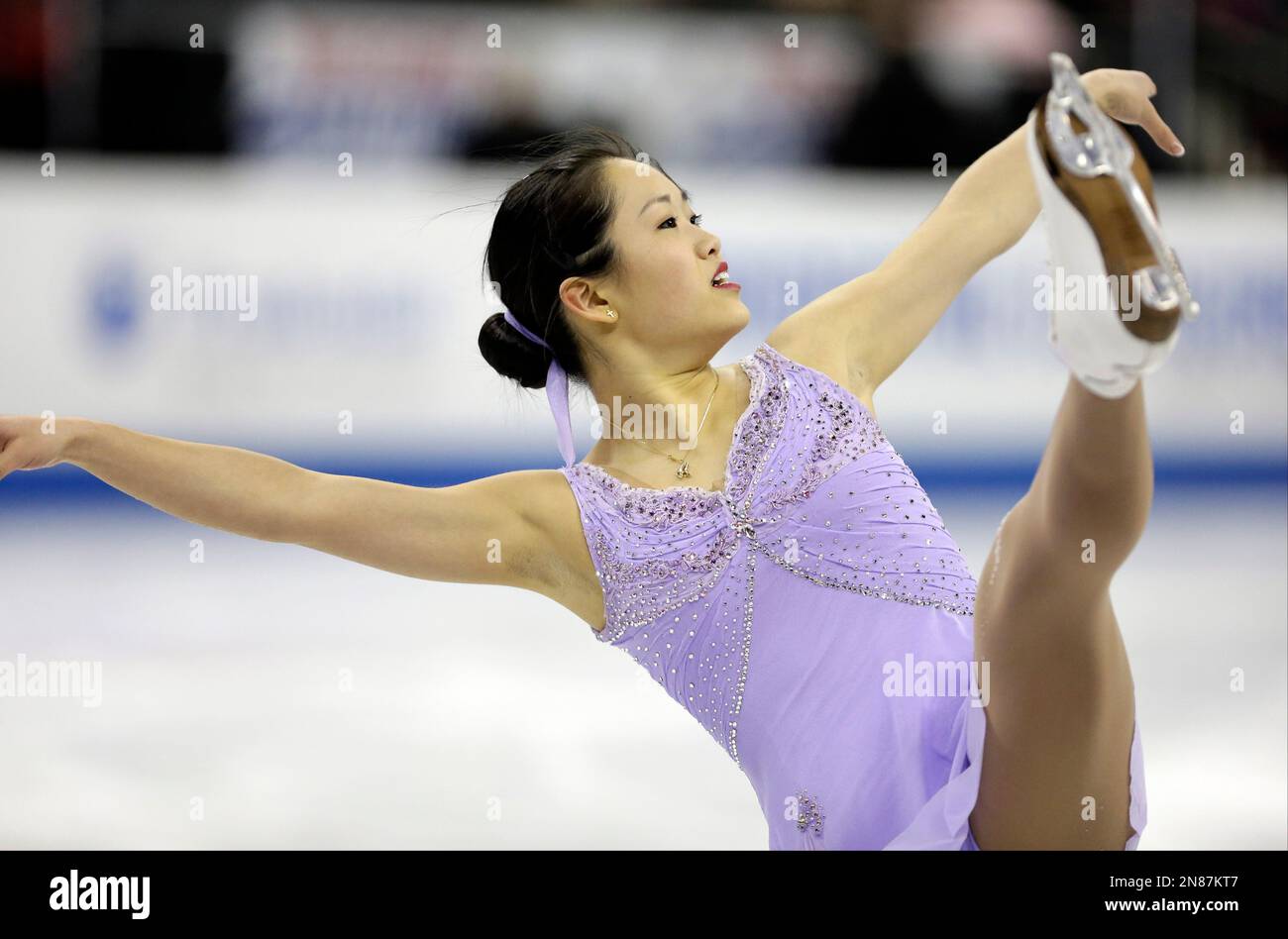 Angela Wang competes during the senior ladies free skate program at the ...