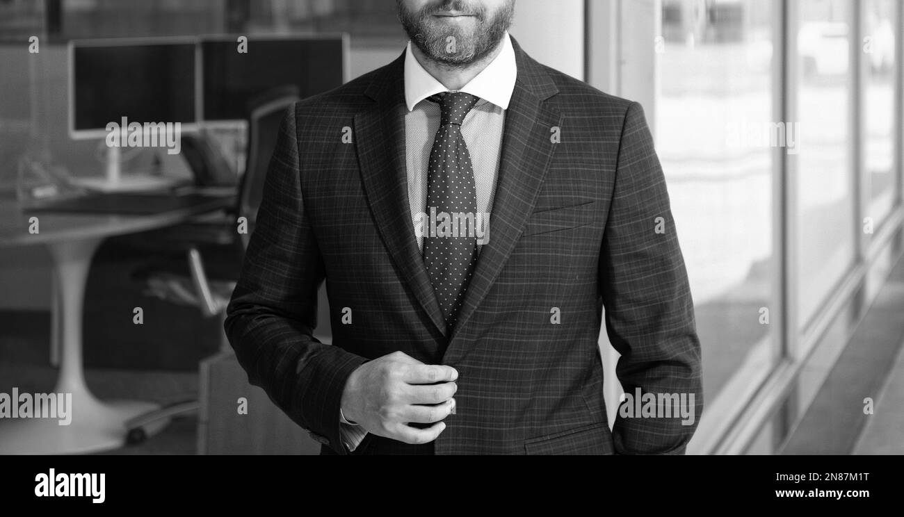 Confident business man cropped Black and White Stock Photos & Images ...