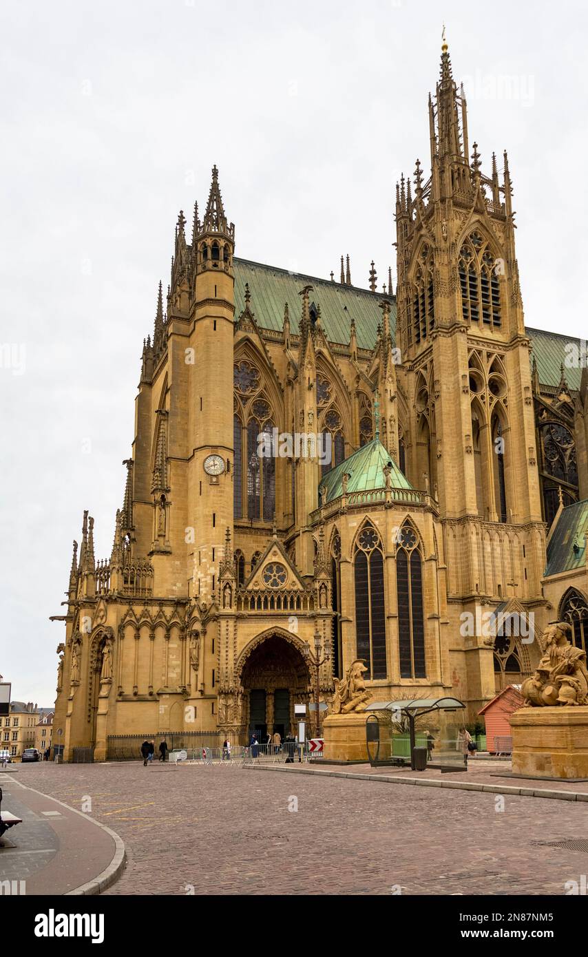 Scenery around the the Cathedral of Saint Stephen in Metz, a city in ...
