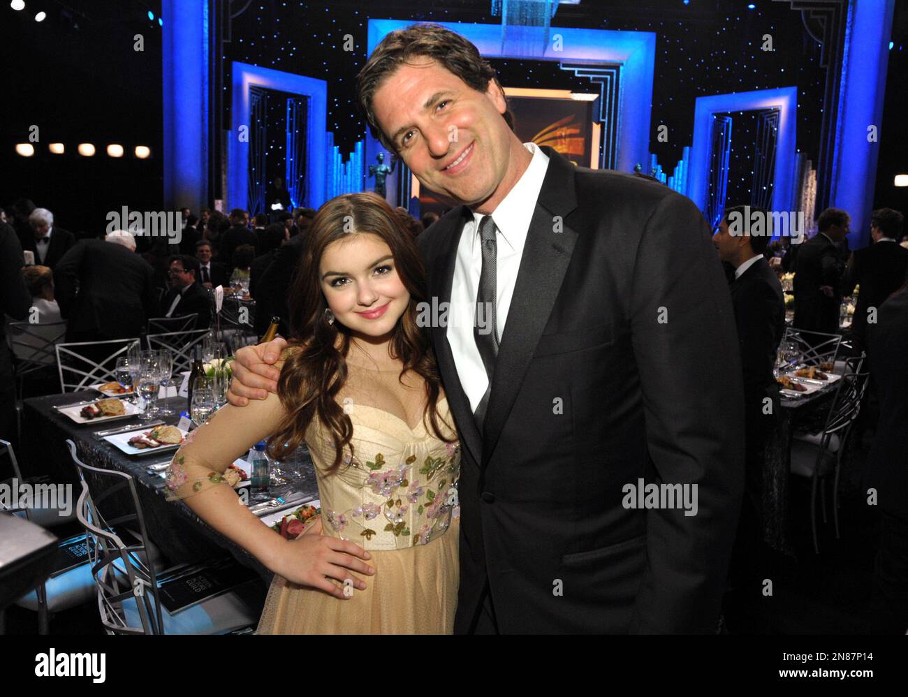 Ariel Winter, left, and Steven Levitan pose in the audience at the 19th ...
