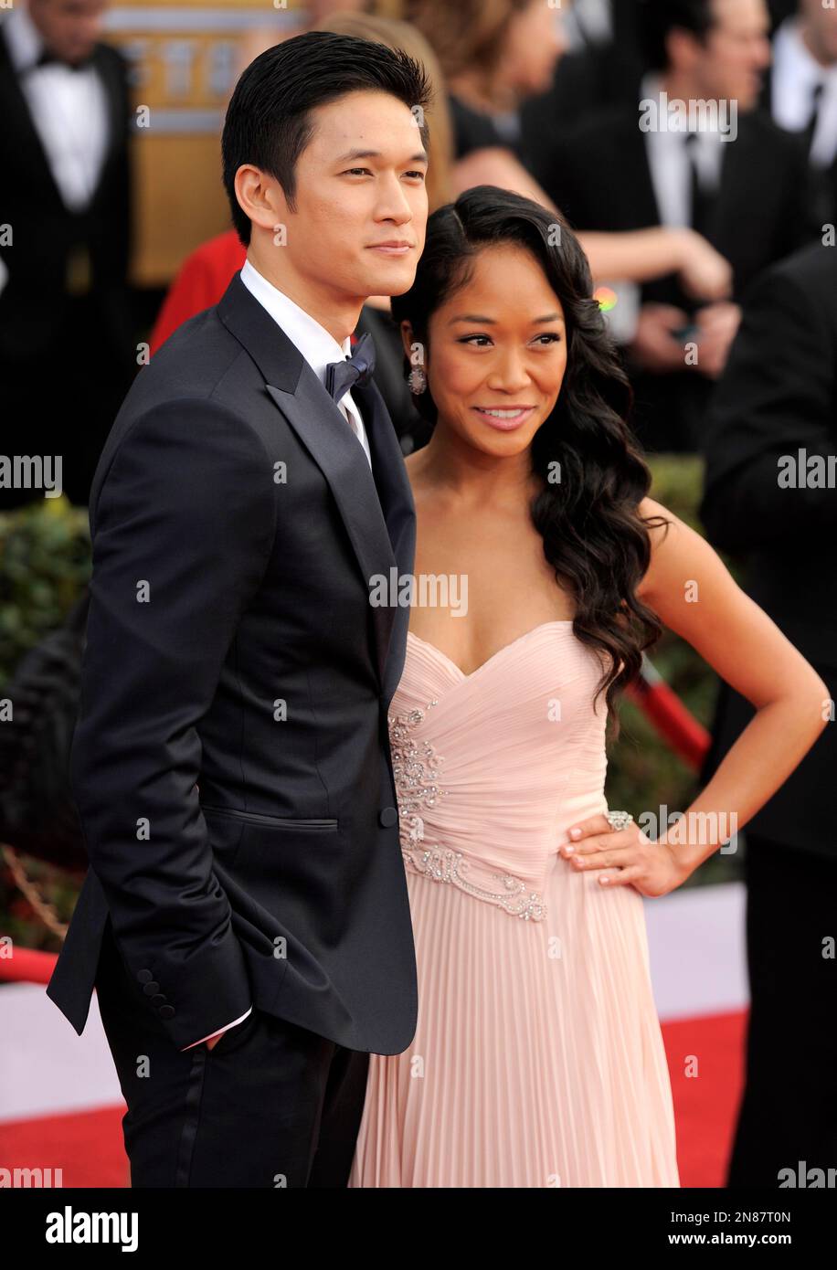 Actor Harry Shum, Jr., left, and actress Shelby Rabara arrive at the ...