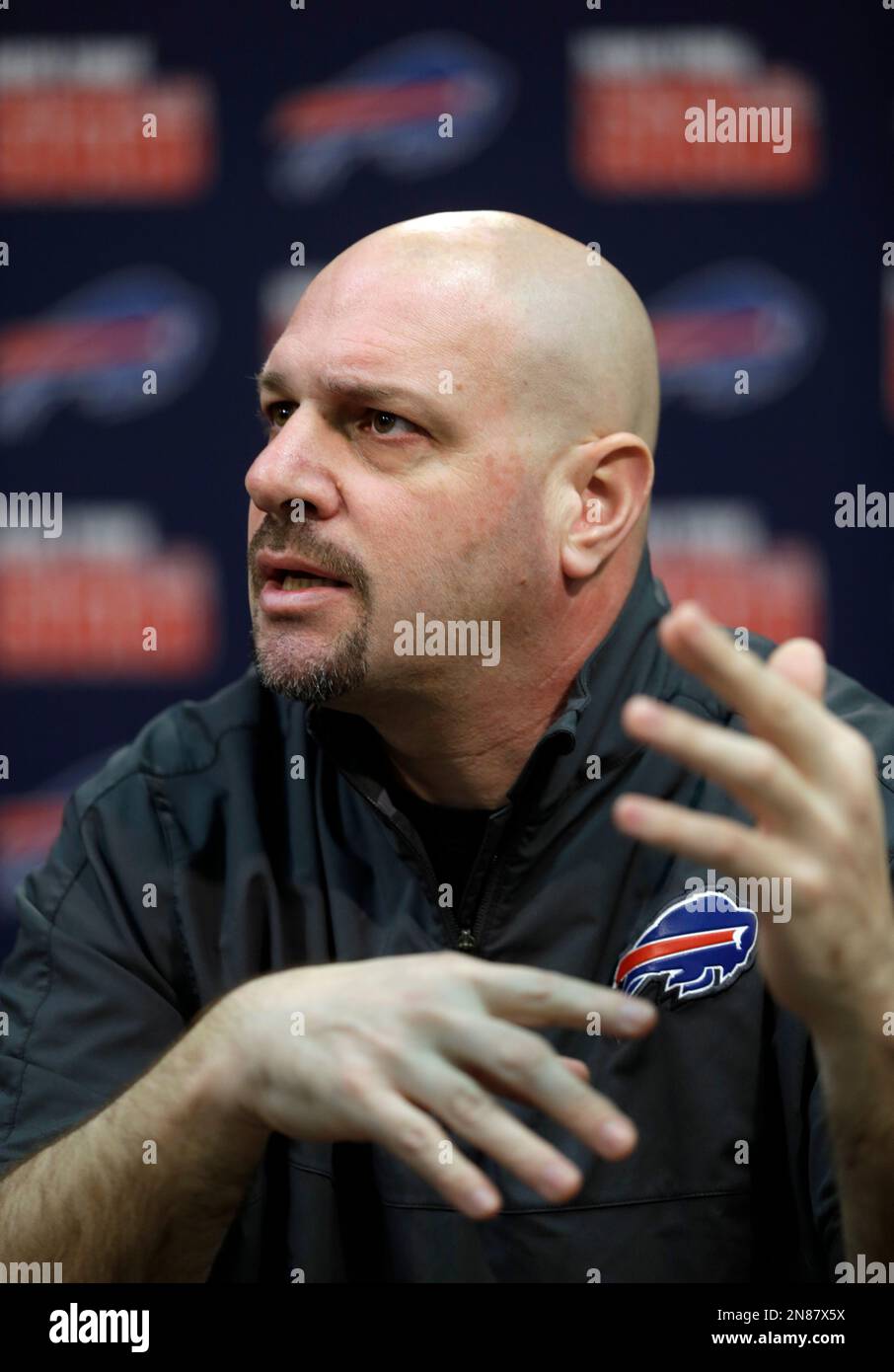 Buffalo Bills defensive coordinator Mike Pettine is introduced during ...