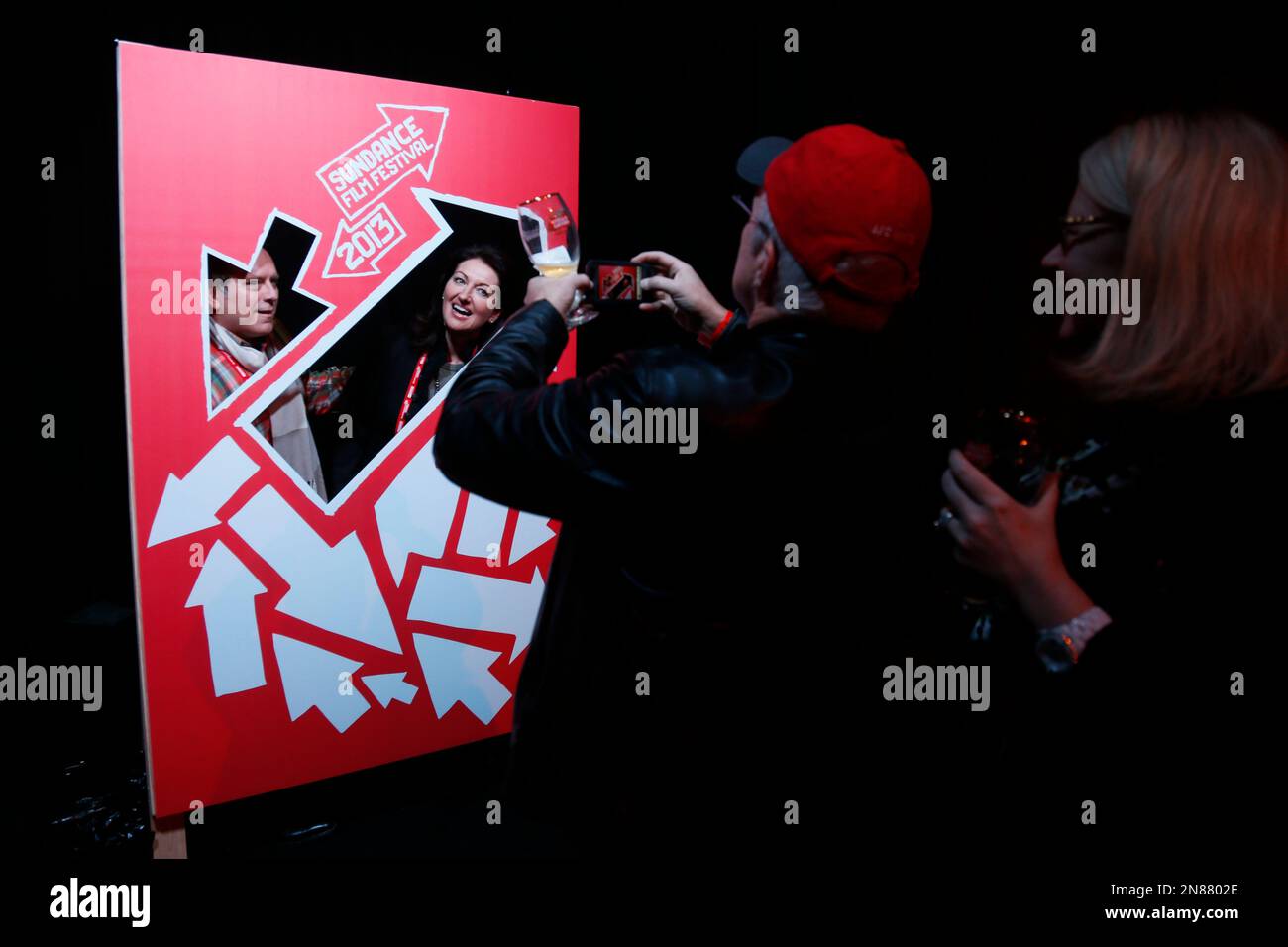 Festival goers Todd Hall, left, and Tonya Cumbee, right, pose for a ...