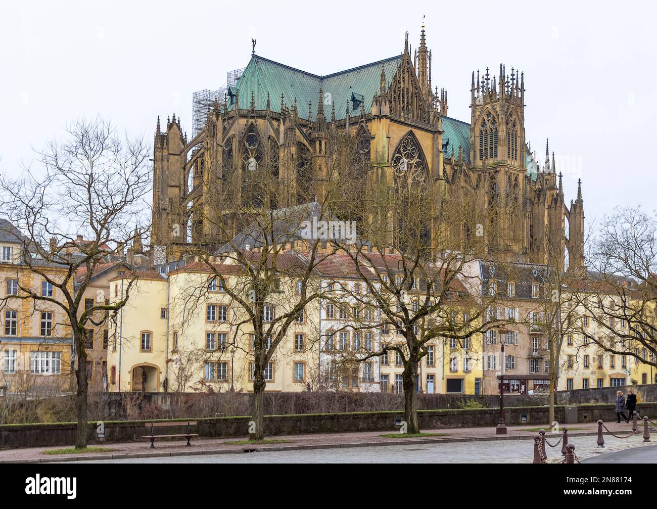 Scenery around the Cathedral of Saint Stephen in Metz, a city in the ...