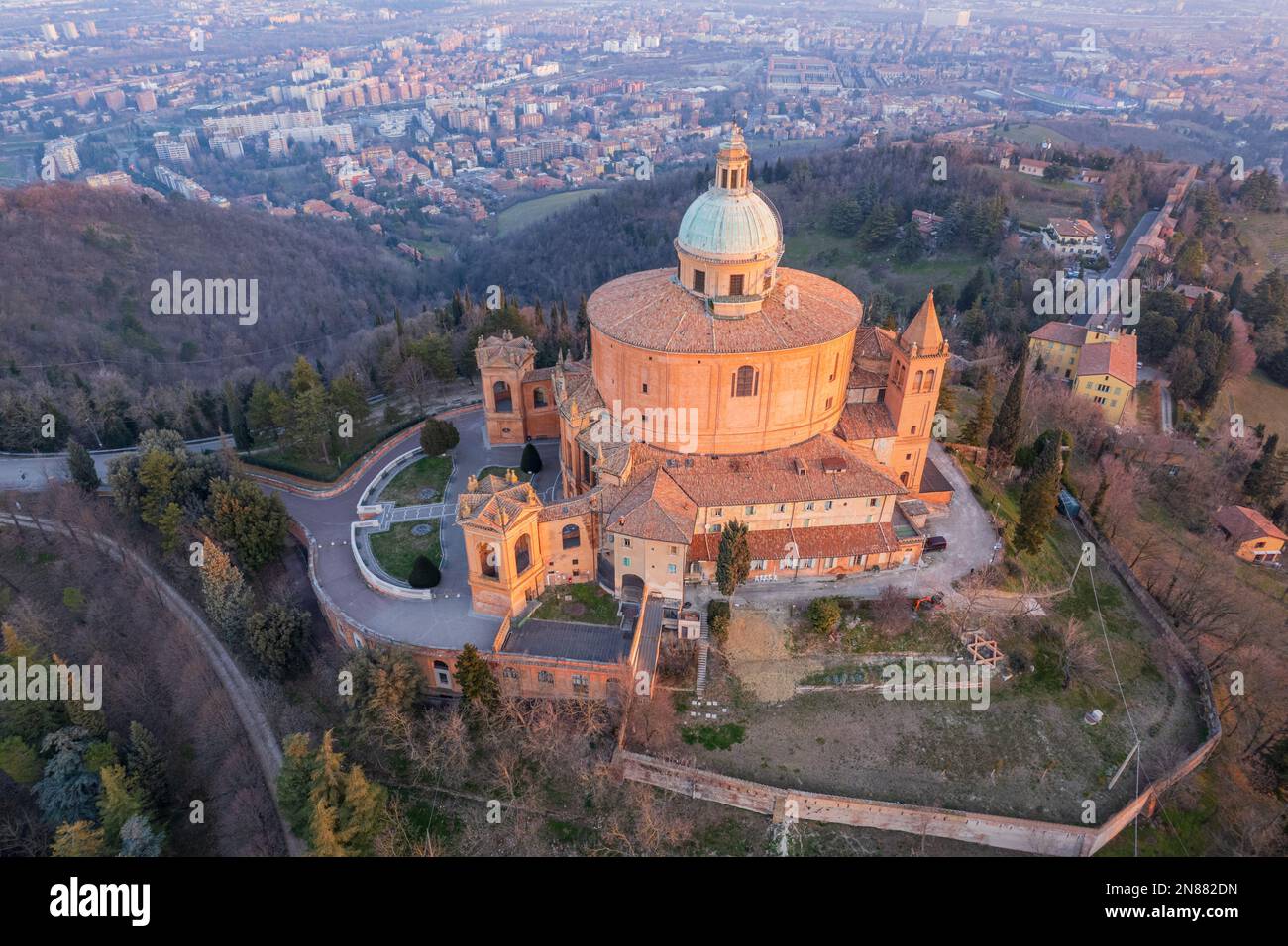Aerial view of sanctuary of Madonna di San Luca in Bologna Stock Photo - Alamy