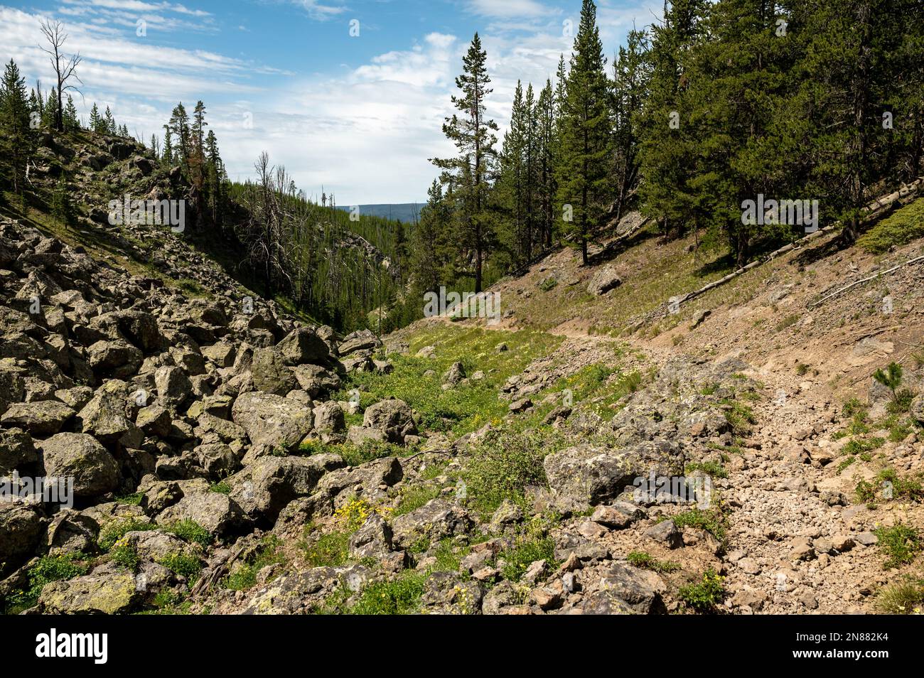 Mallard Lake Trail Heads Downhill Through Edge Of Boulder Field in ...