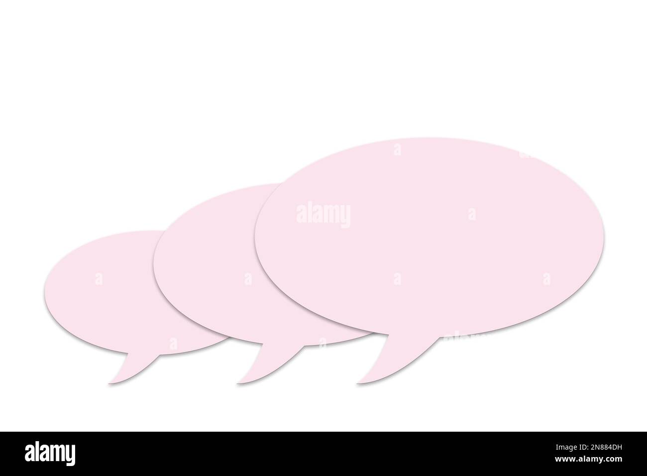 Pink speech bubbles against white background, 2D illustration Stock ...