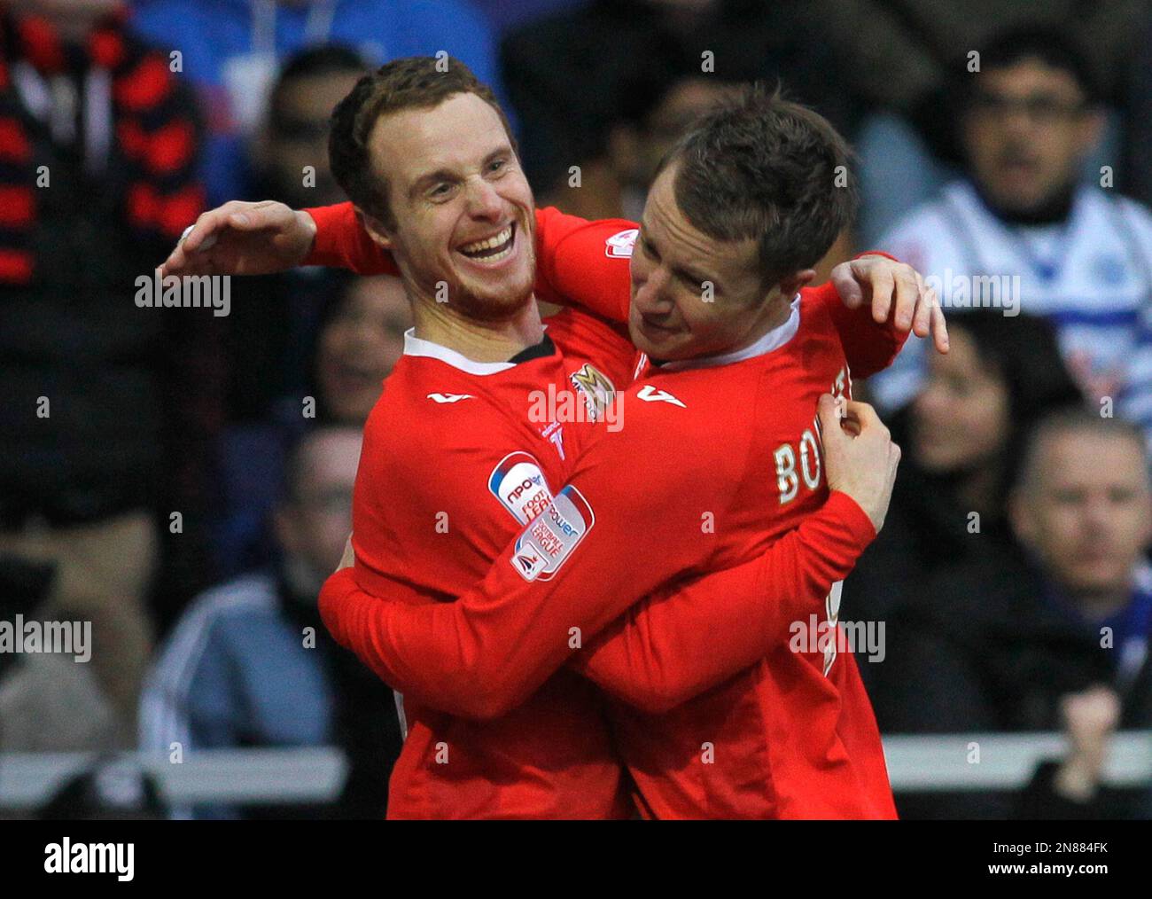 Milton Keynes Dons' Ryan Harley, left, celebrates his goal against ...