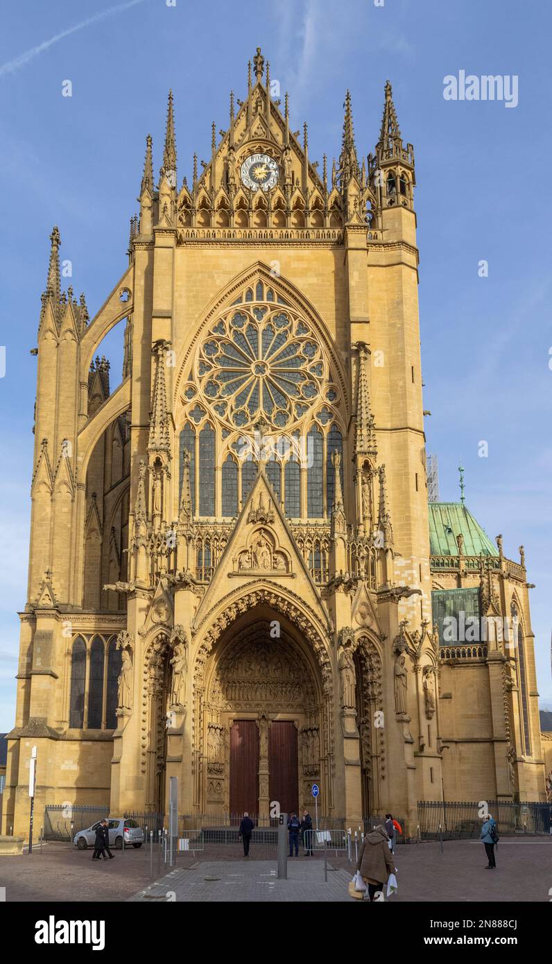 Scenery around the Cathedral of Saint Stephen in Metz, a city in the ...
