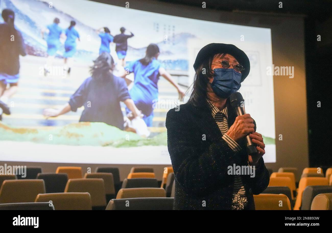 Director Mabel Cheung Yuen-ting speaks to reporters after the screening ...