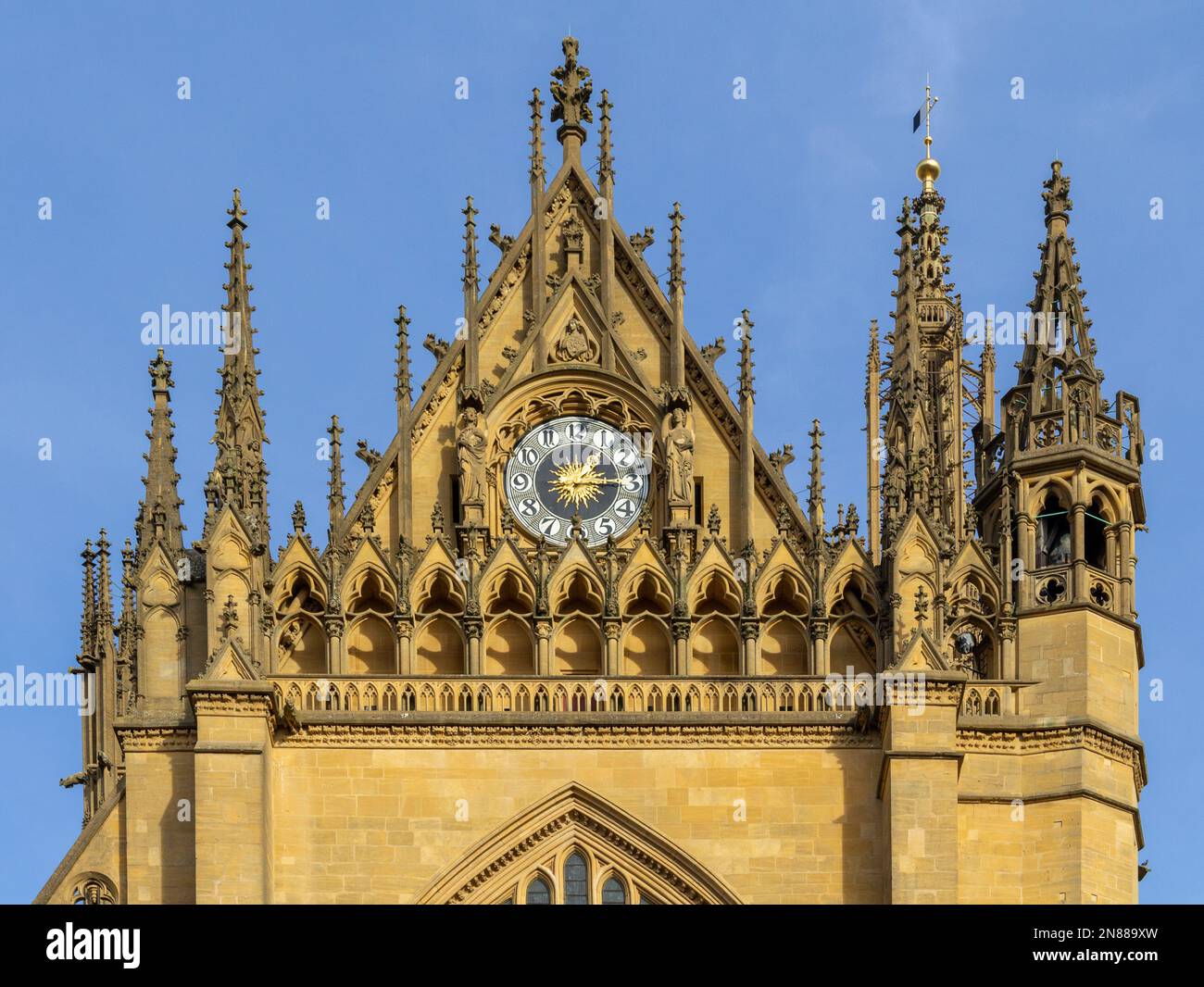 Architectural detail seen at the Cathedral of Saint Stephen in Metz, a ...