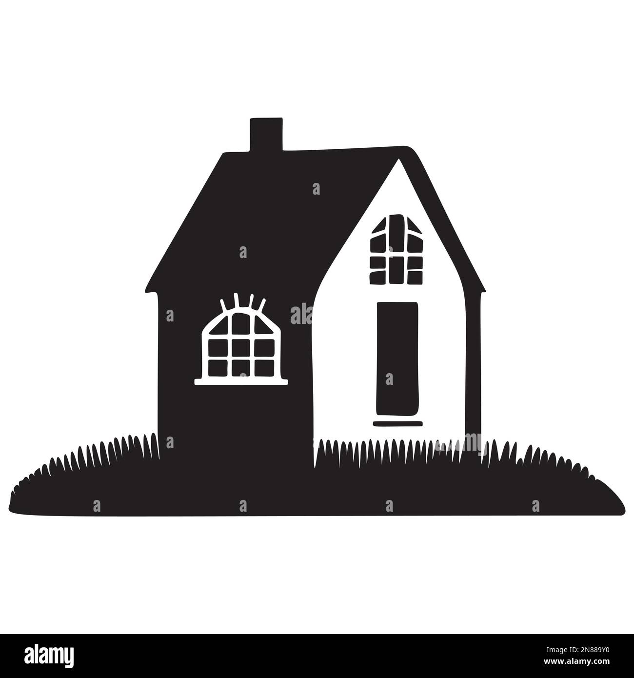 Cute rustic cottage motif in homestead vintage style. Vector ...