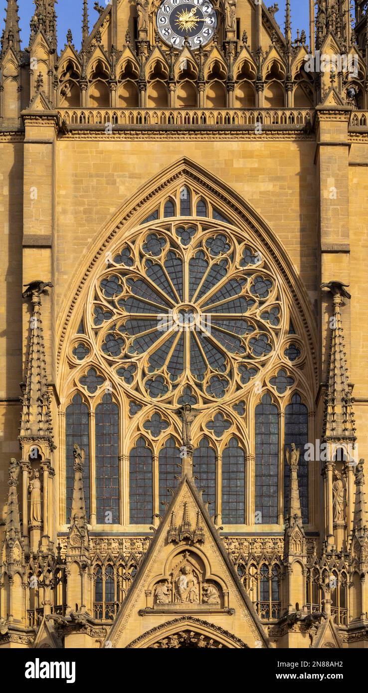 Architectural detail seen at the Cathedral of Saint Stephen in Metz, a ...