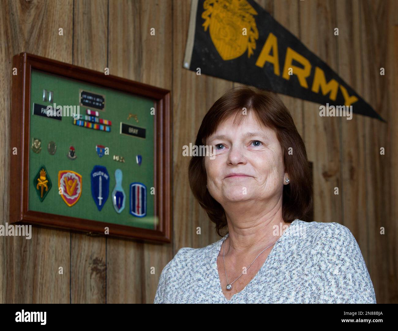 U.S. Army Capt. Linda L. Bray in her home on Thursday, Jan. 24, 2013 ...