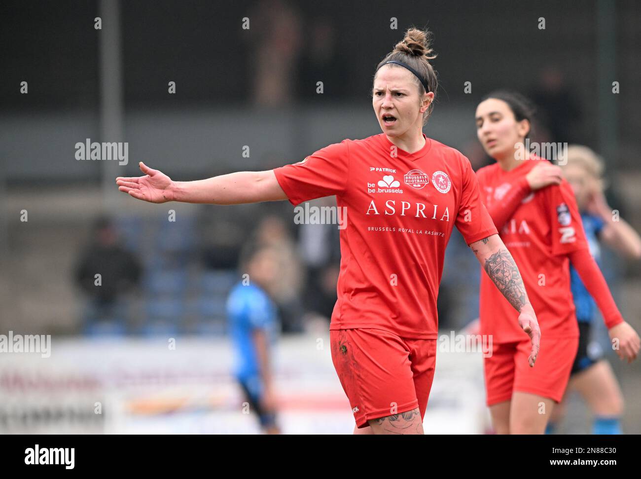 Celine Verdonck (27) of Woluwe pictured during a female soccer game ...