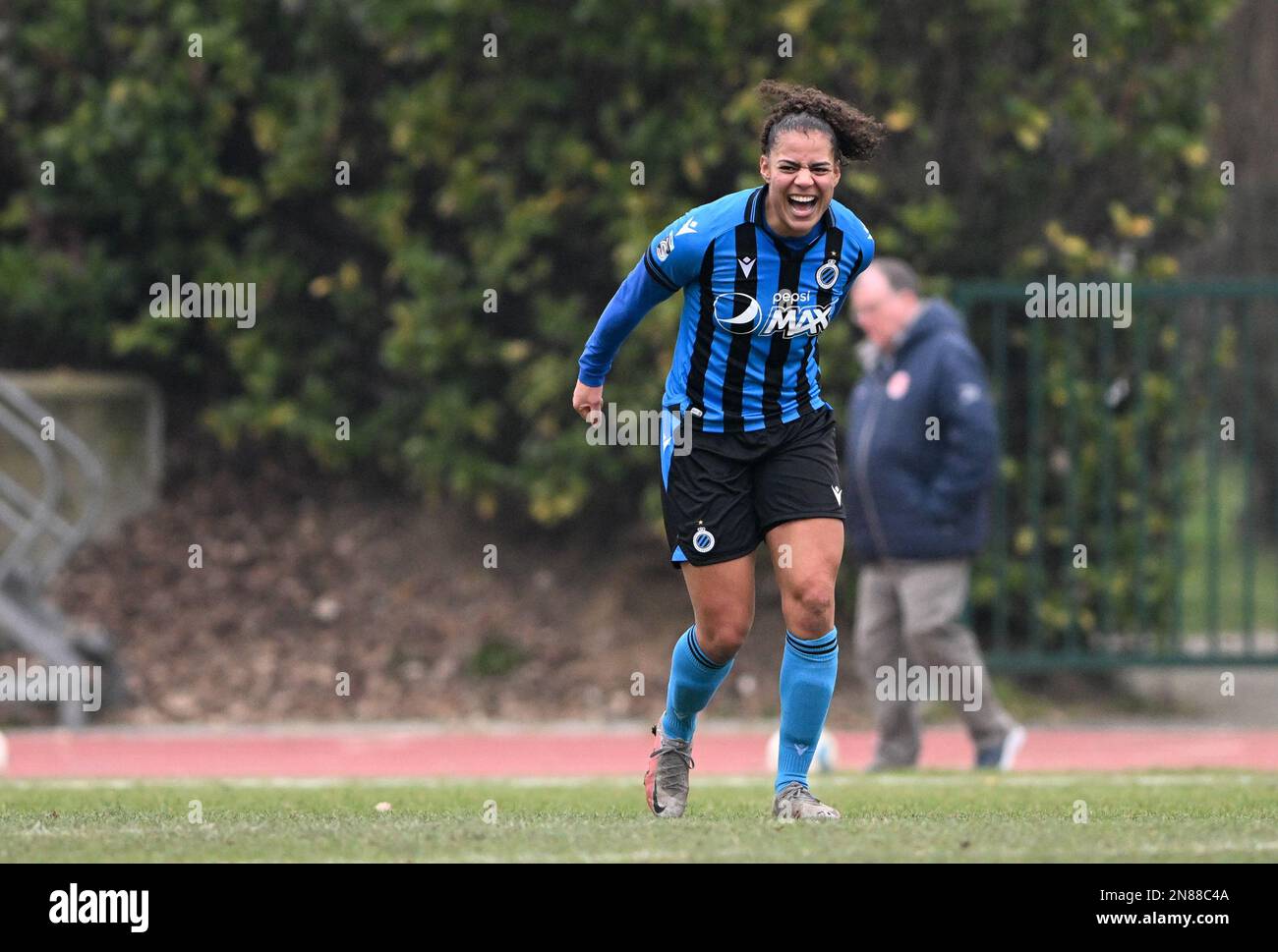 Roosa Ariyo (20) of Brugge pictured celebrating after scoring a goal ...
