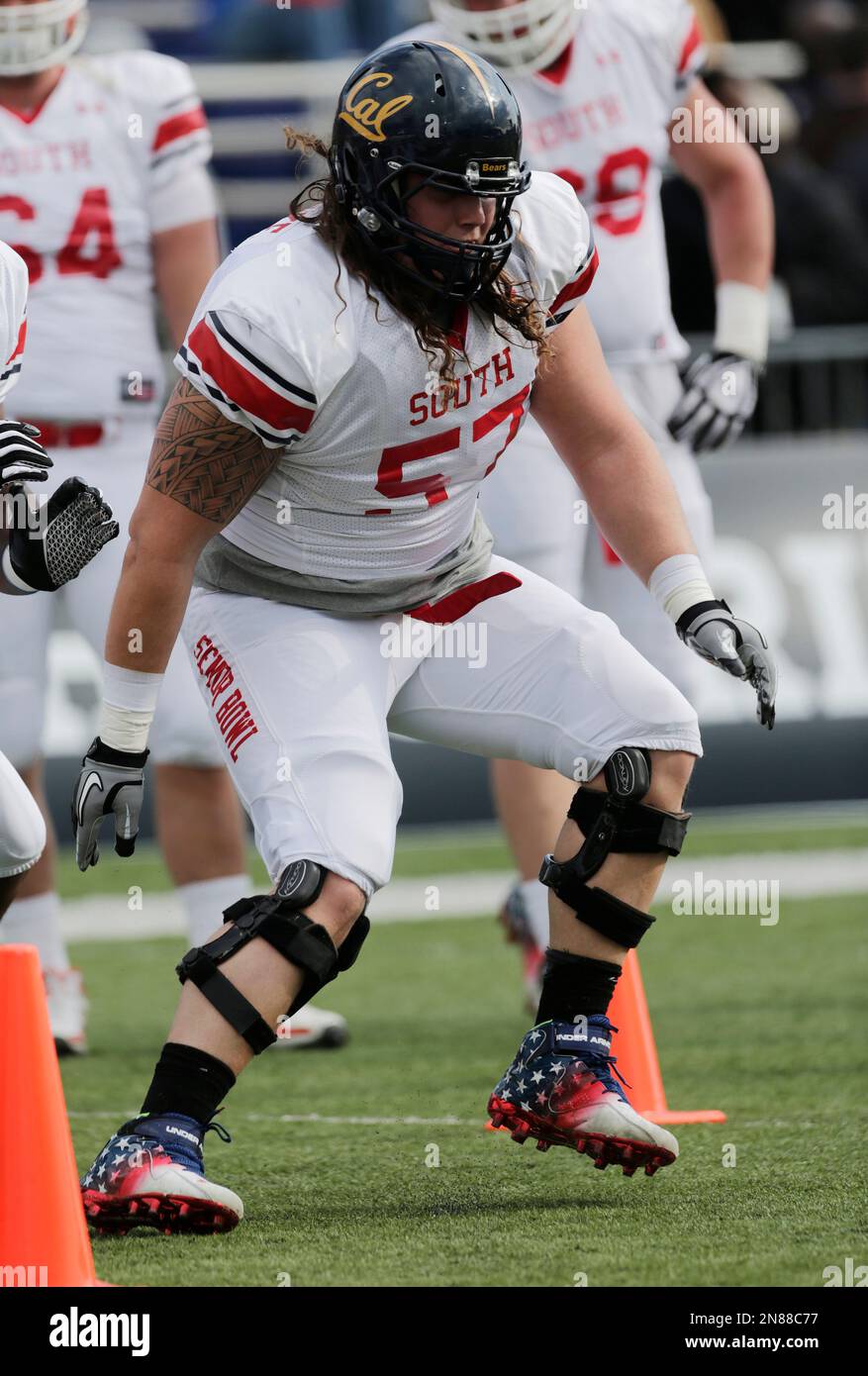 Senior Bowl South Squad offensive lineman Brian Schwenke of Cal (57 ...