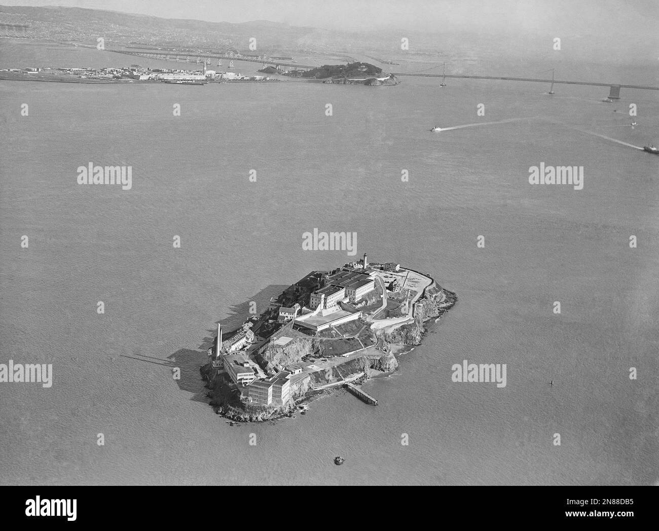 This is an aerial view of Alcatraz Island, which houses Alcatraz ...