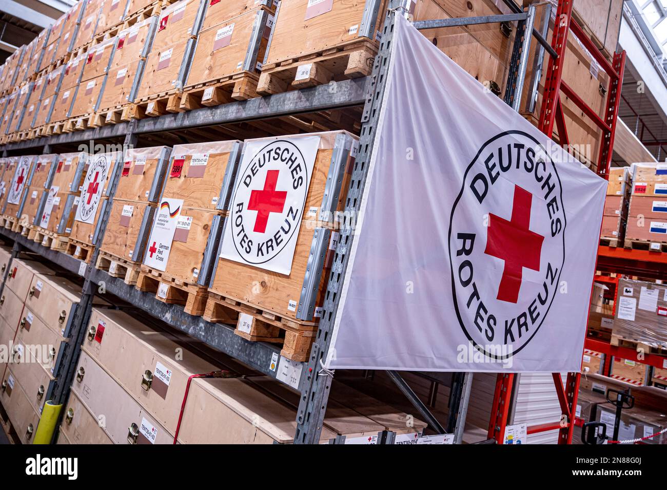 11 February 2023, Brandenburg, Schönefeld: Emergency Response Units ...