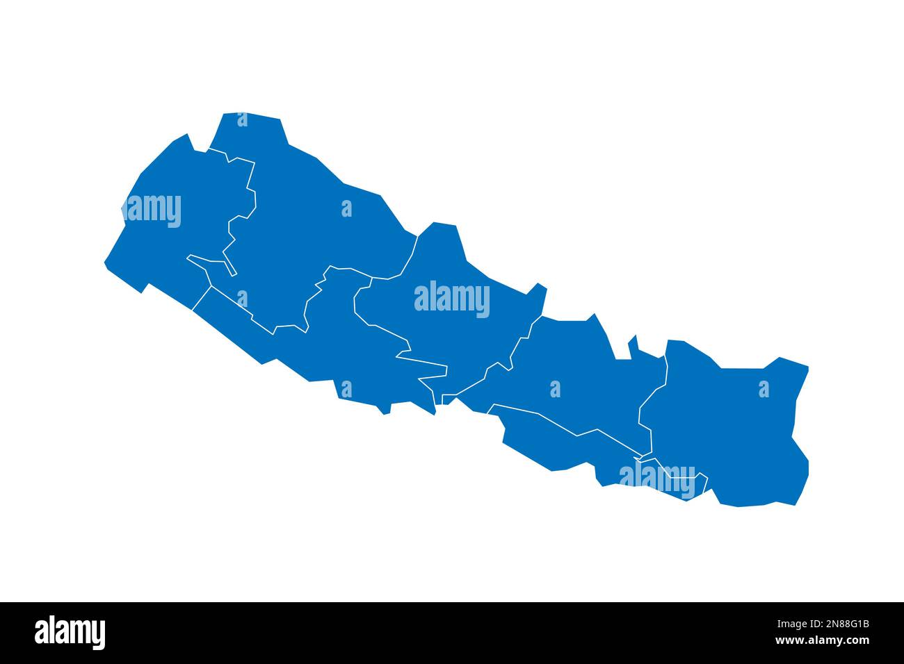 Nepal political map of administrative divisions - provinces. Solid blue ...