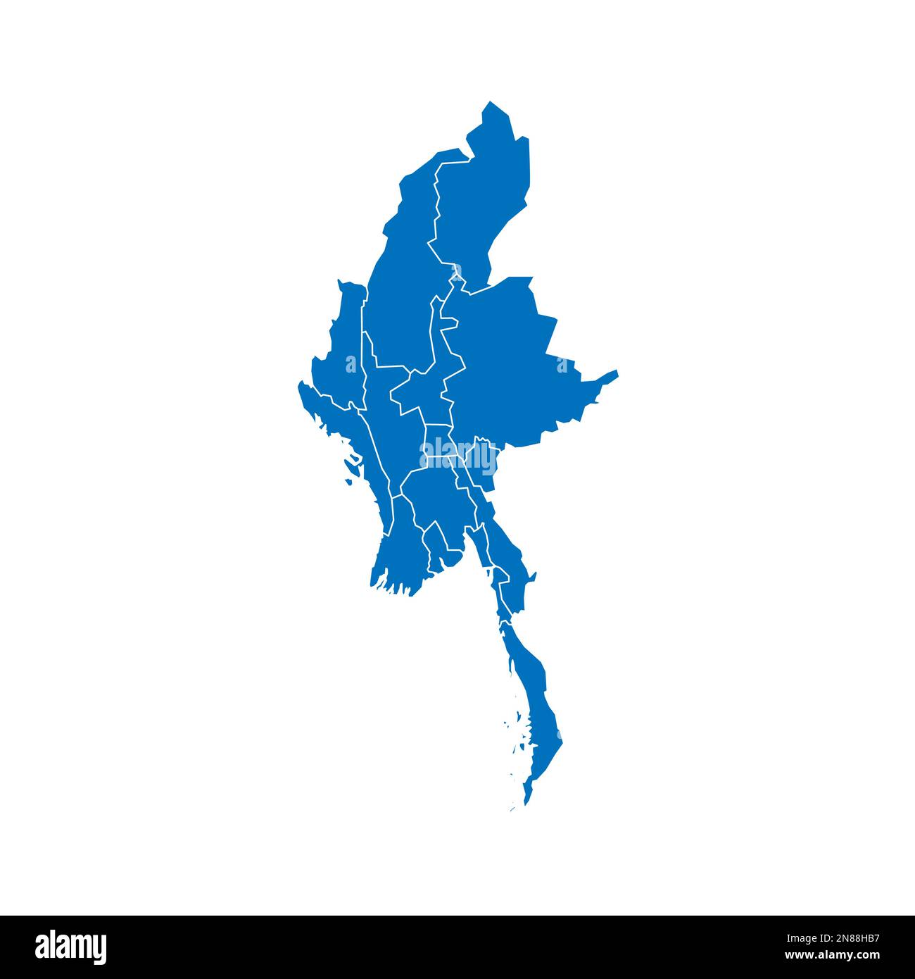 Myanmar political map of administrative divisions - states, regions and ...