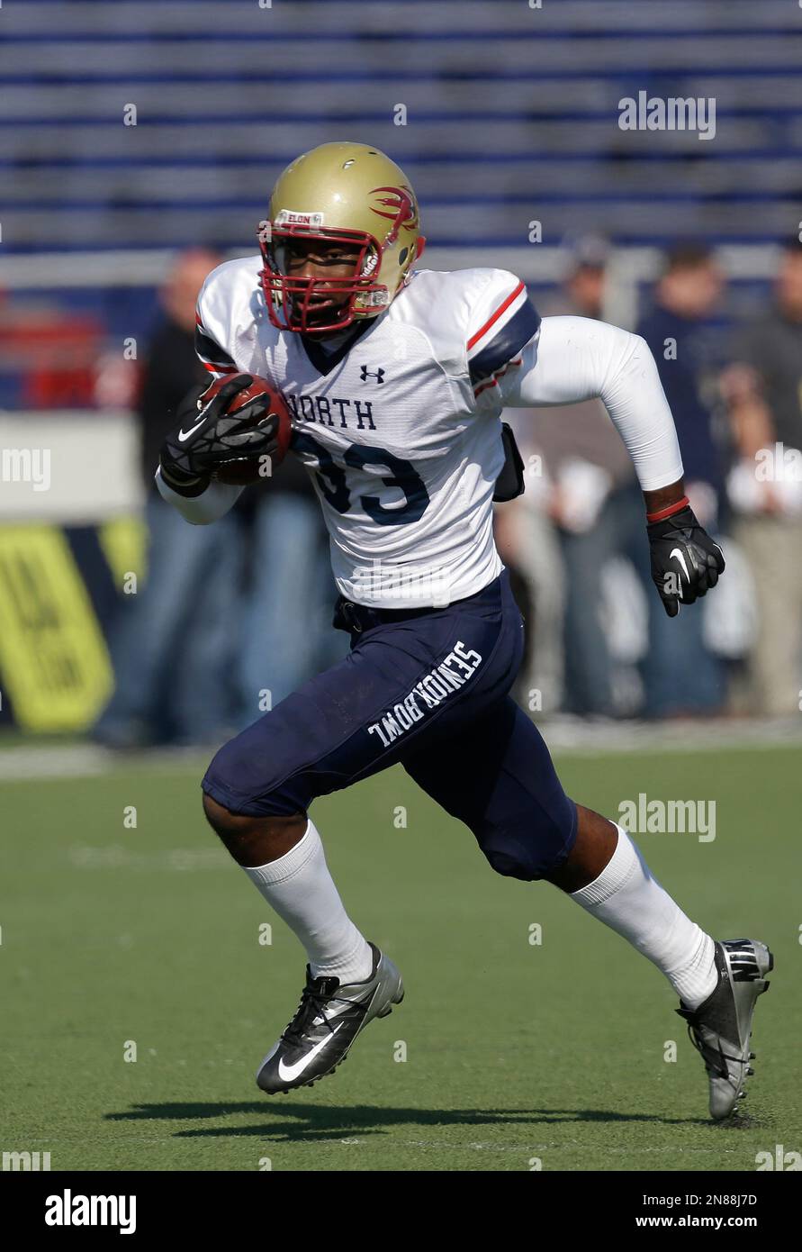 Senior Bowl North Squad wide receiver Aaron Mellette of Elon (33) runs ...