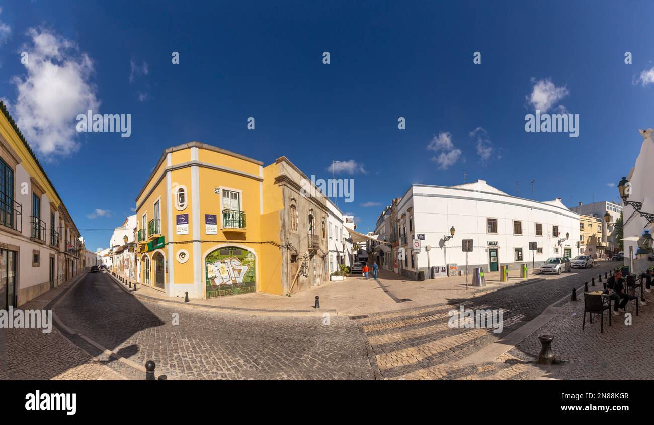Faro, Portugal - October 3, 2020: old cobble stone street in the old ...