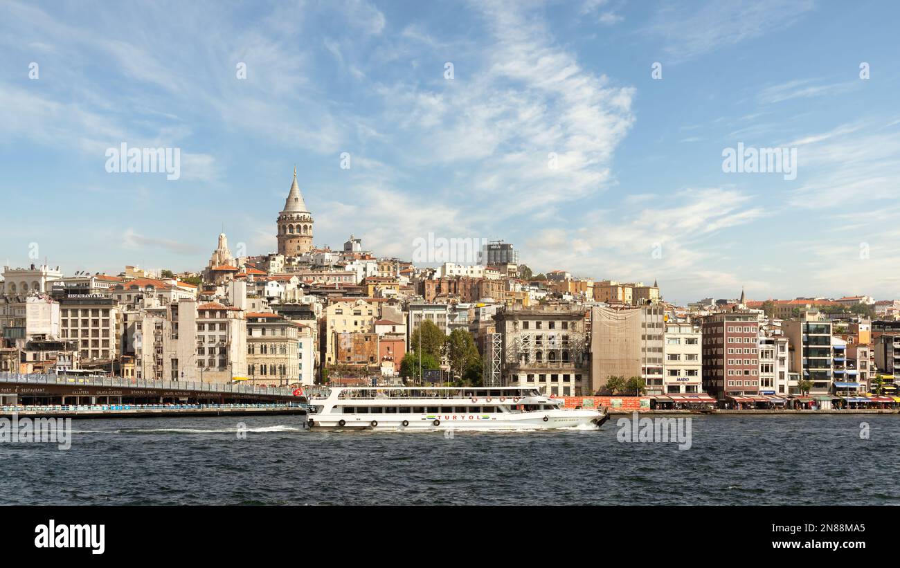 Istanbul, Turkey - August 29 2022: Ferry boat sailing in Bosphorus ...