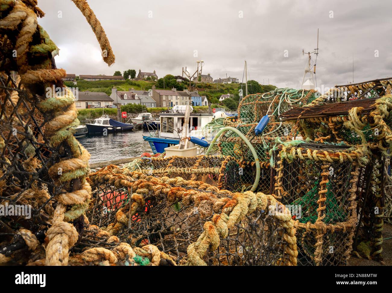 Lobster pots Helmsdale port Stock Photo - Alamy