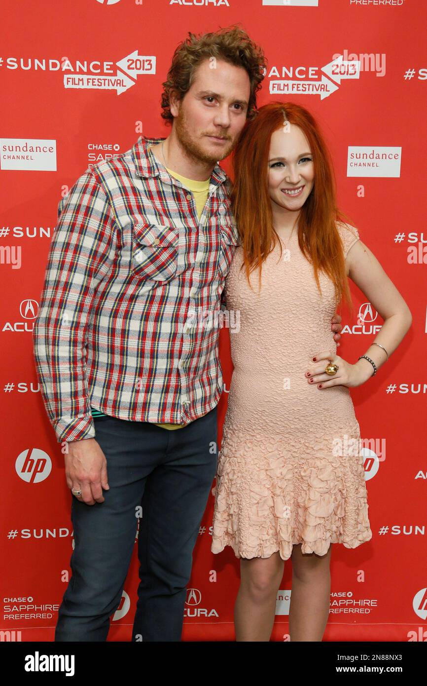 Cast members Brian Gattas, left, and Juno Temple, right, pose at the ...