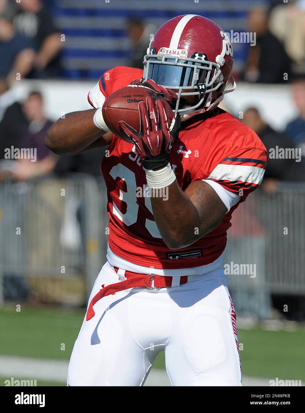 Senior Bowl South Squad linebacker Nico Johnson of Alabama (35) catches ...