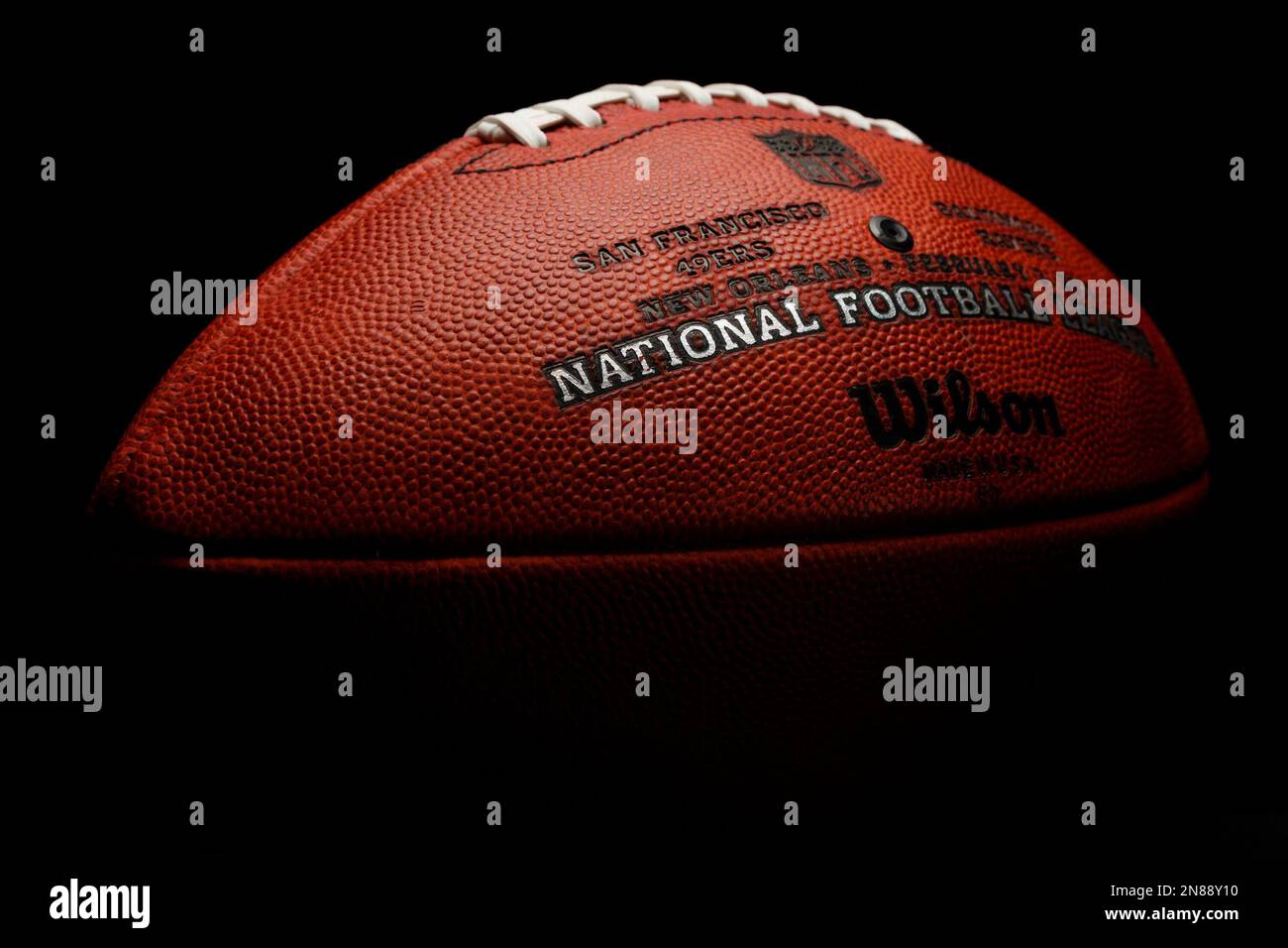 An official game ball for the NFL football Super Bowl XLVII. Tuesday ...