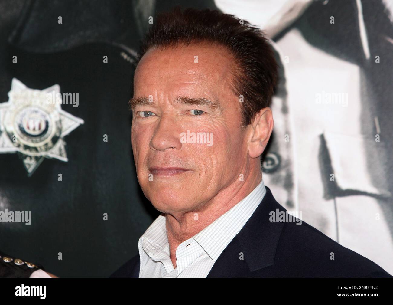 Arnold Schwarzenegger seen at a photo call for the film " The Last ...