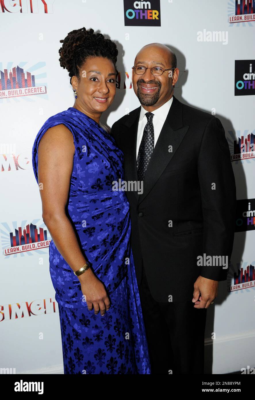 Mayor of Philadelphia, Michael Nutter, right, arrives at the EA SimCity ...