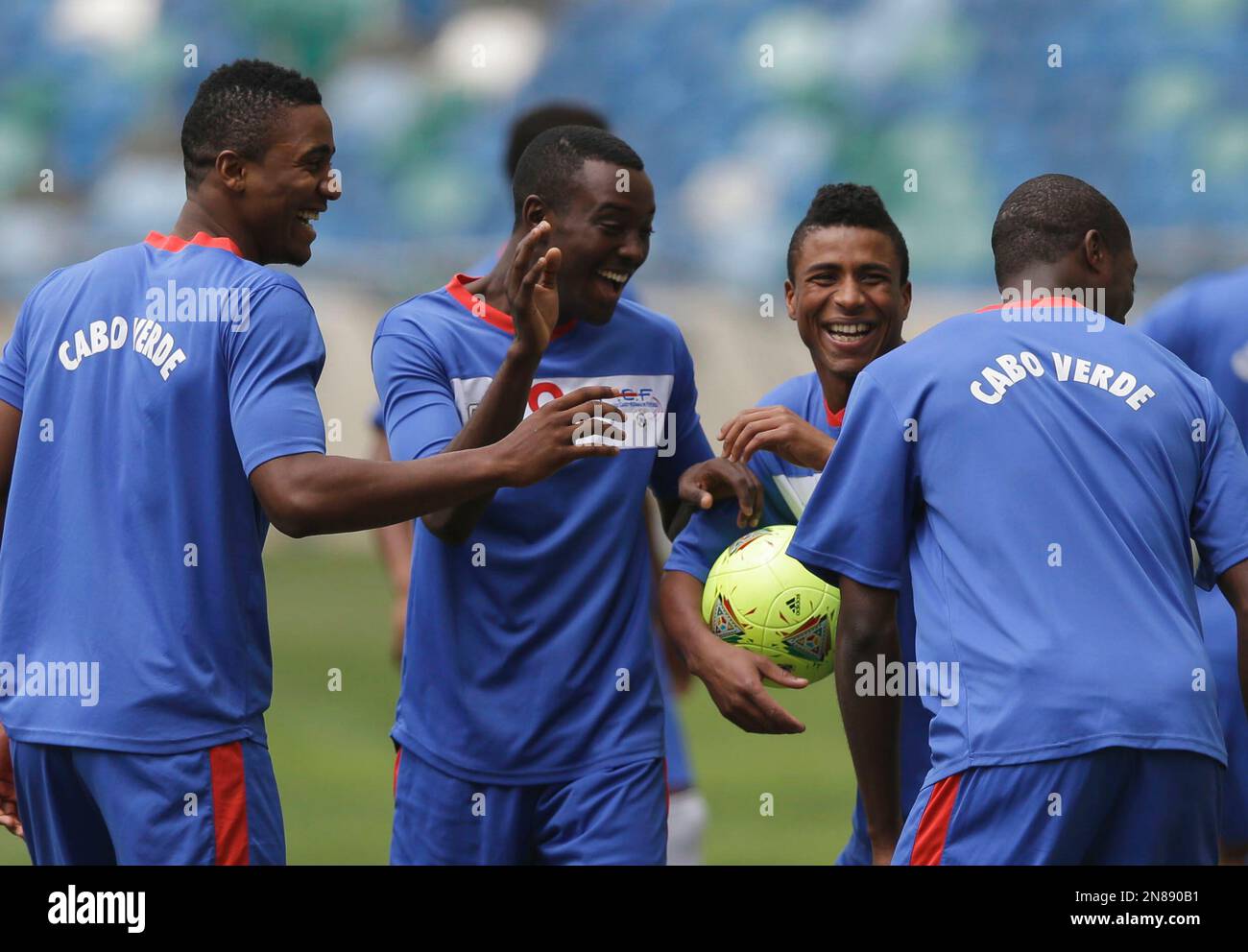 Cape Verde players, including, from left, 'Gege' Barros, 'Tony' Varela ...