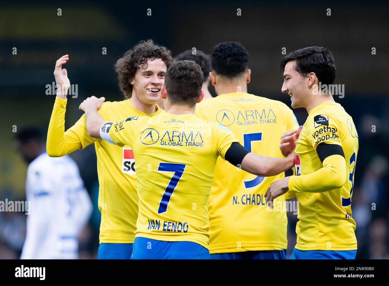 Westerlo's Maxim De Cuyper, Westerlo's Lukas Van Eeno and Westerlo's ...