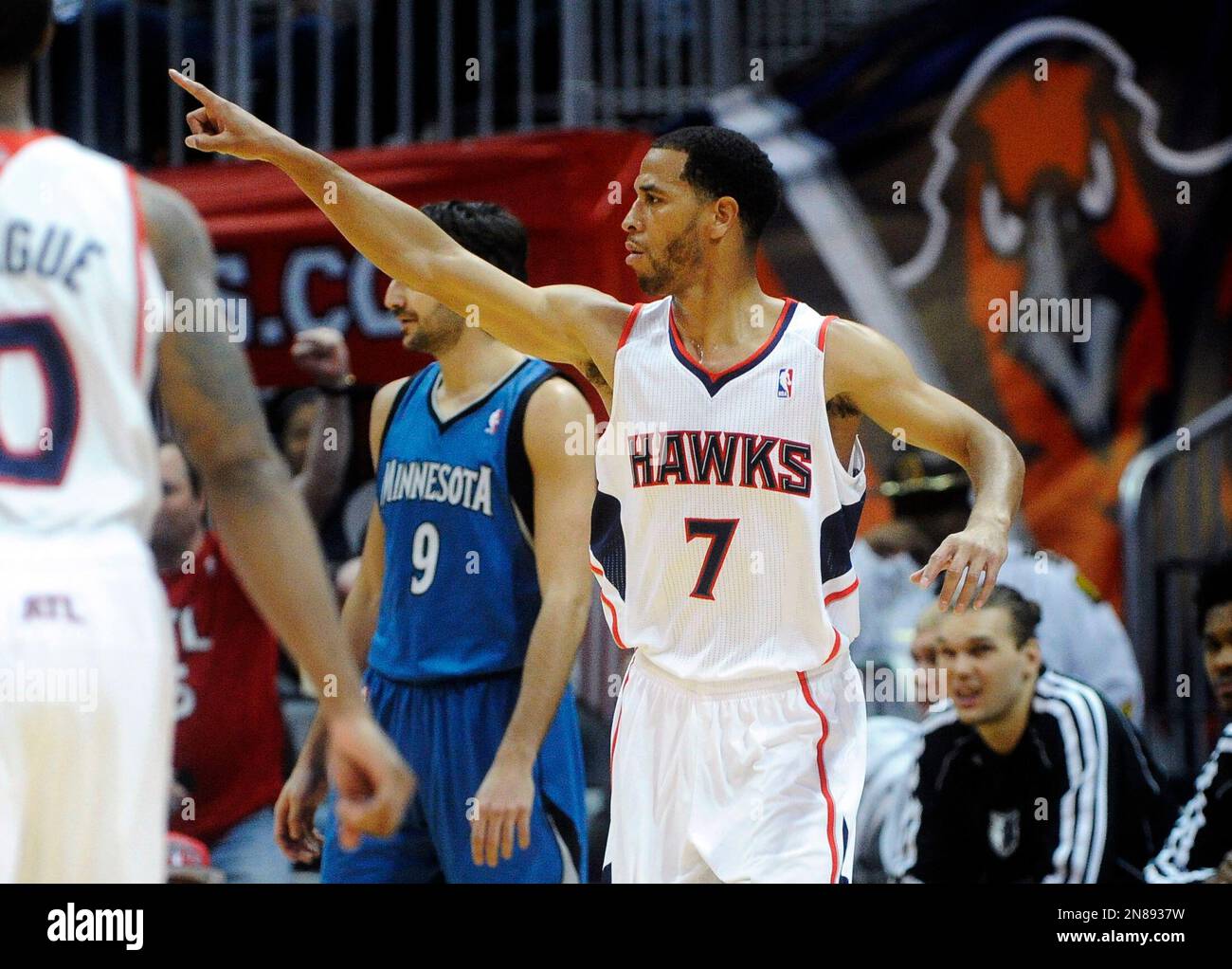 Atlanta Hawks guard Jannero Pargo reacts after scoring against the ...