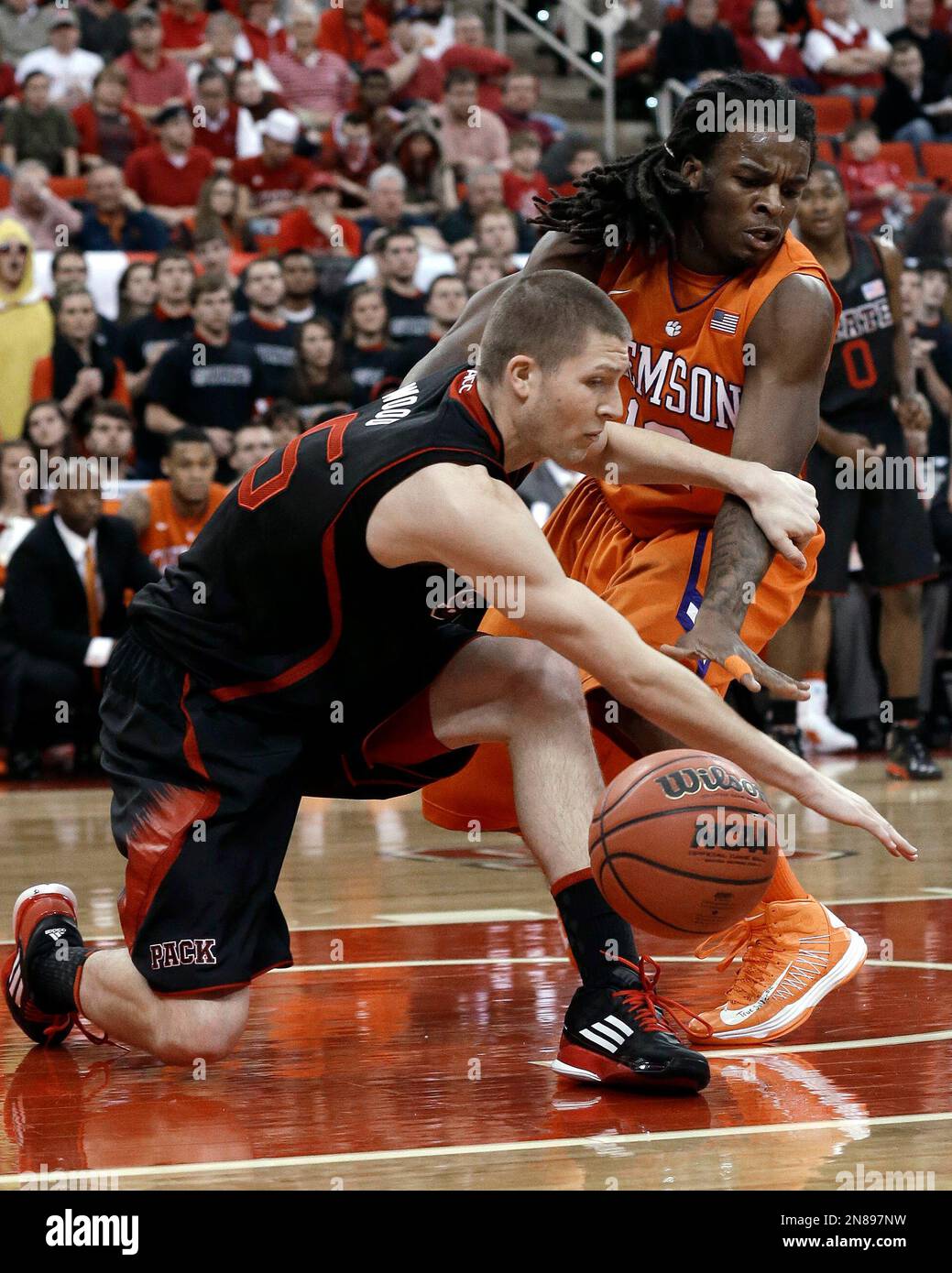 North Carolina State's Scott Wood, left, and Clemson's Rod Hall ...