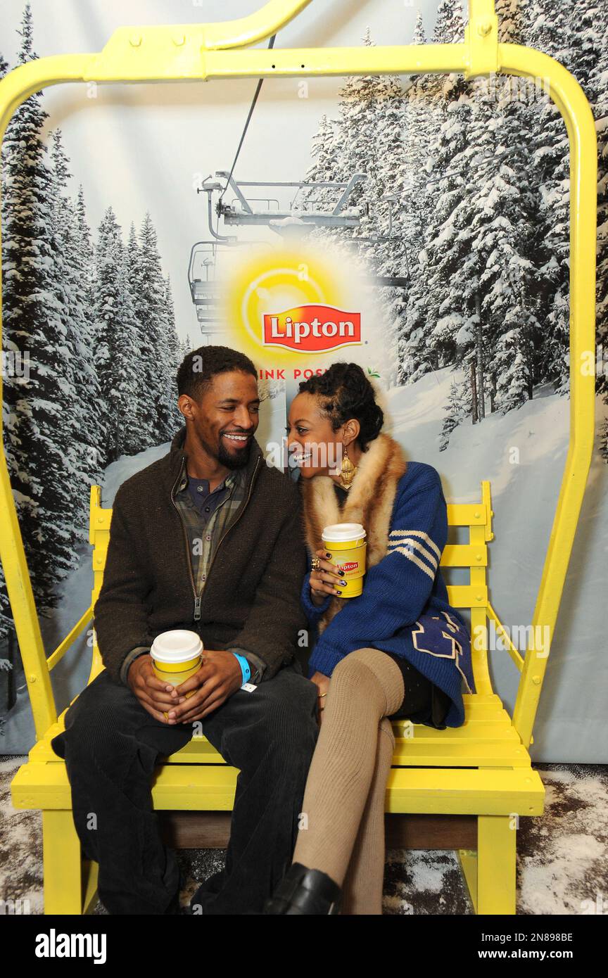 Actors Amari Cheatom and Trae Harris take a tea-break at the Lipton ...