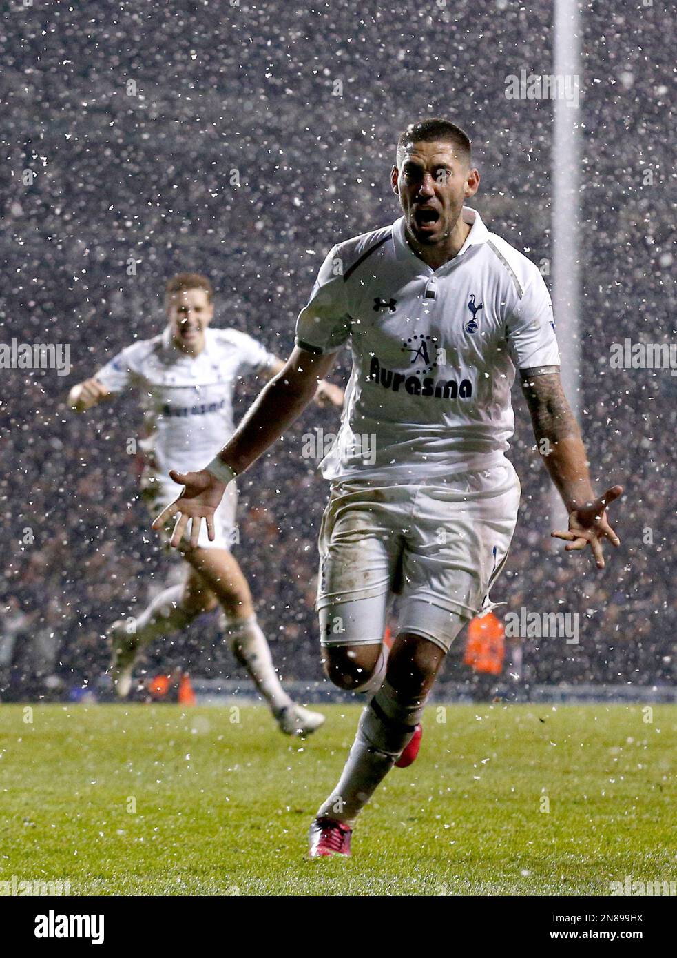 Tottenham Hotspur's Clint Dempsey celebrates his goal during the ...