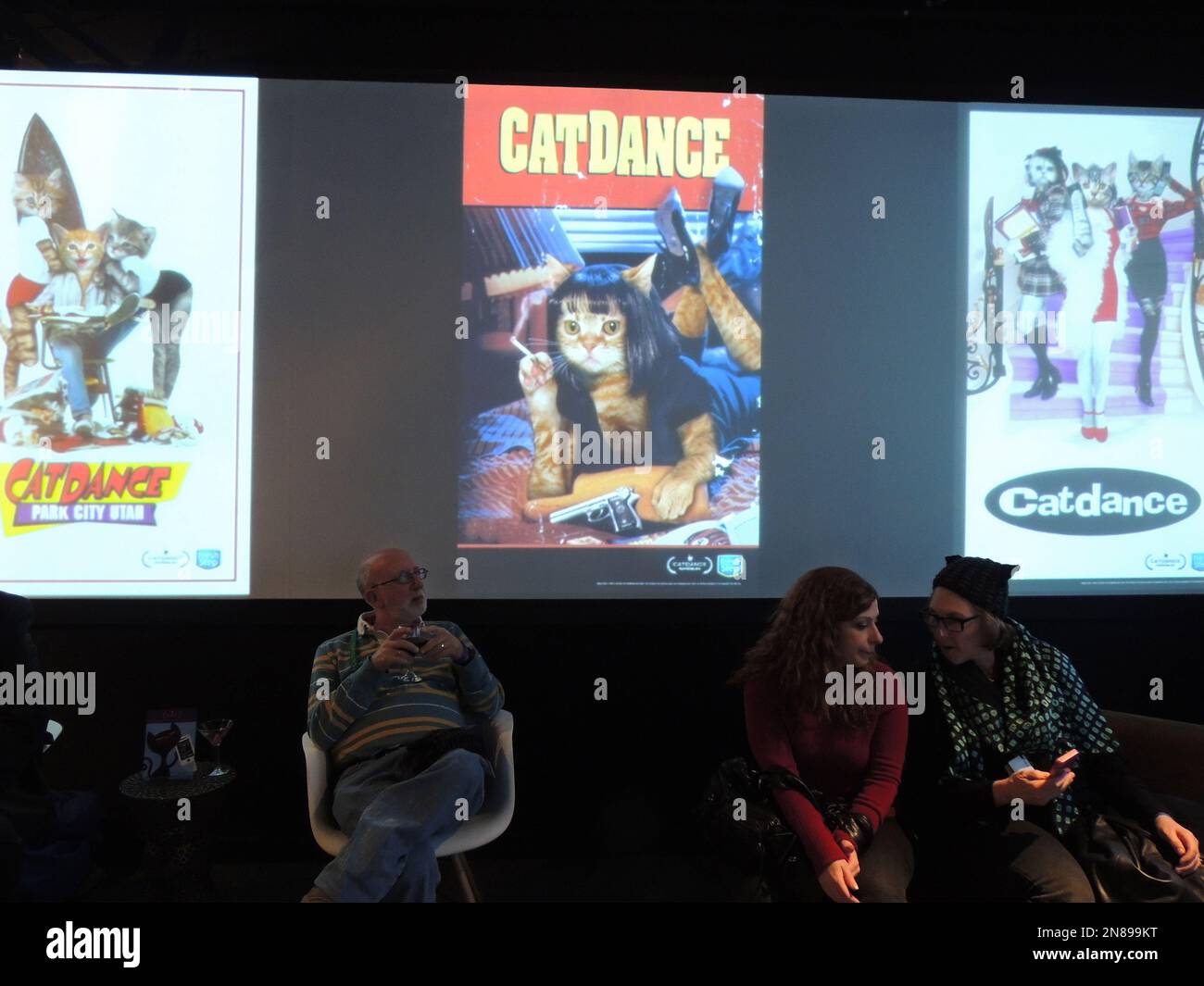 In this Saturday, Jan. 19, 2013 photo, attendees of "Catdance" sit ...