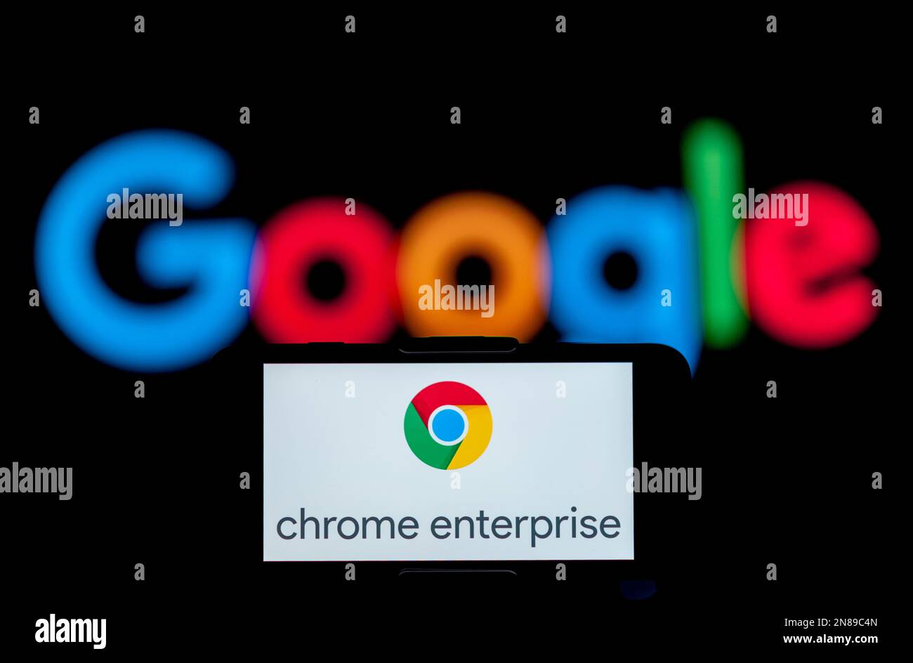 In this photo illustration, the logo of chrome enterprise is seen ...