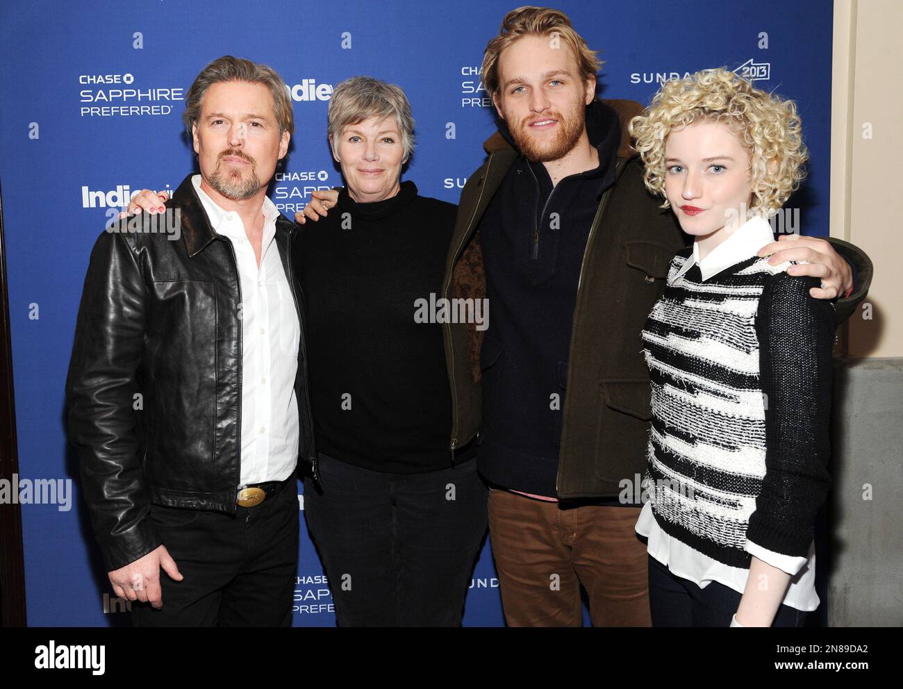 Actors Bill Sage, left, Kelly McGillis, Jim Mickle and Julia Garner ...