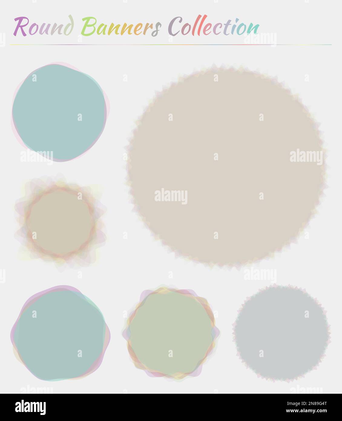 Round labels. Circular backgrounds in yellow purple red green colors ...