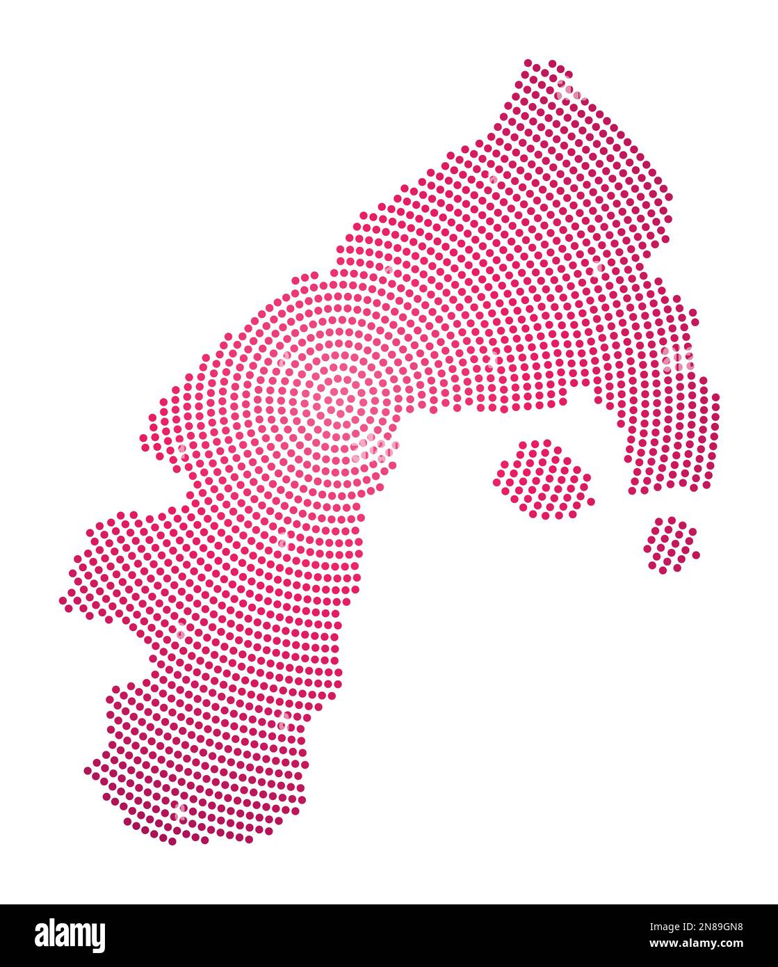 Water Island dotted map. Digital style shape of Water Island. Tech icon ...