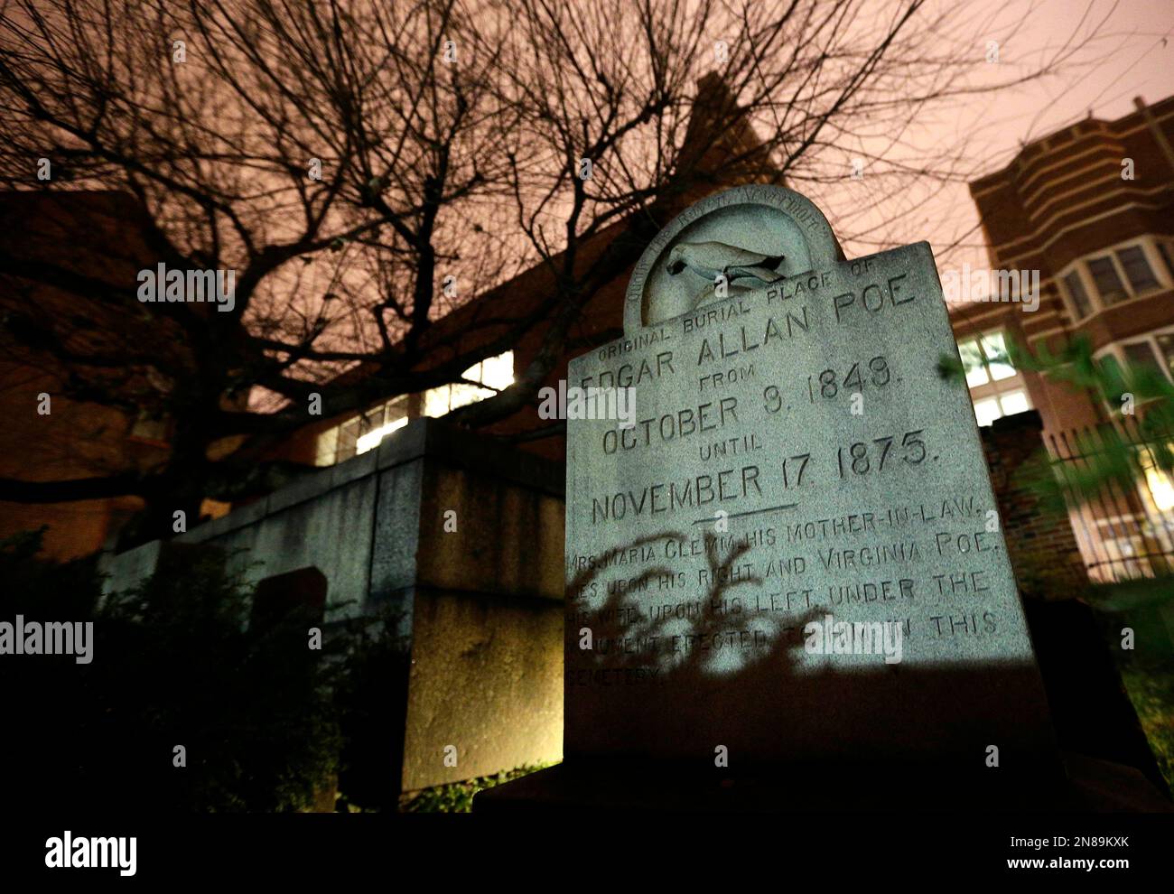 In this Jan. 15, 2013 photo, a gravestone marking Edgar Allan Poe's ...