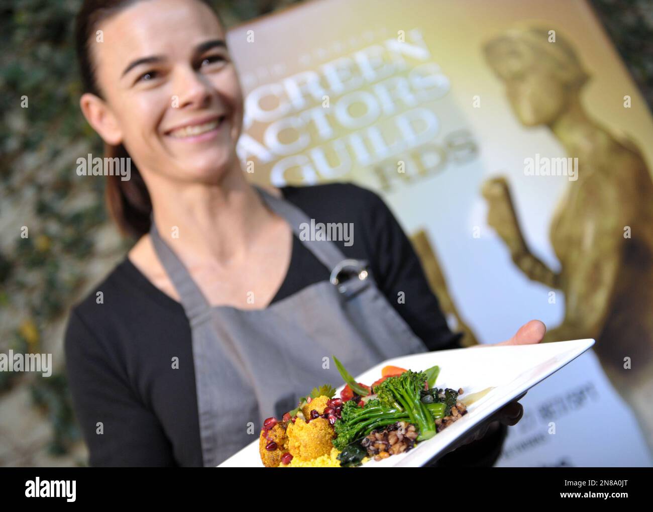 Chef Suzanne Goin poses for photographers at the Screen Actor's Guild ...